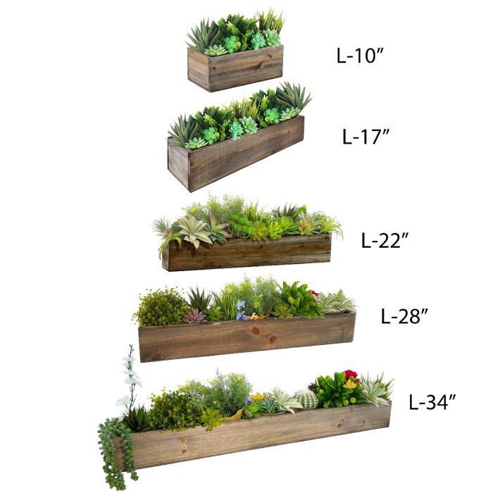 H-4" Wood Rectangular Planter Box w/ Plastic Liner and Multiple Lengths ...